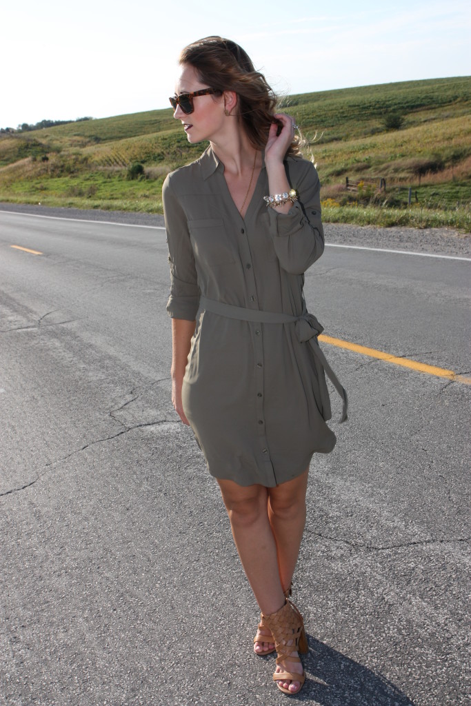 Green Military Shirt Dress - For The Love Of Glitter