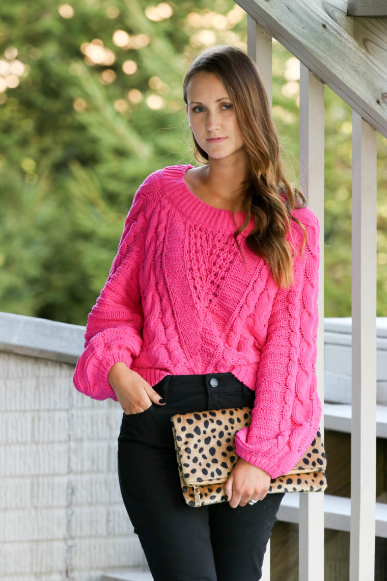 Hot Pink Cable Knit Sweater - For The Love Of Glitter